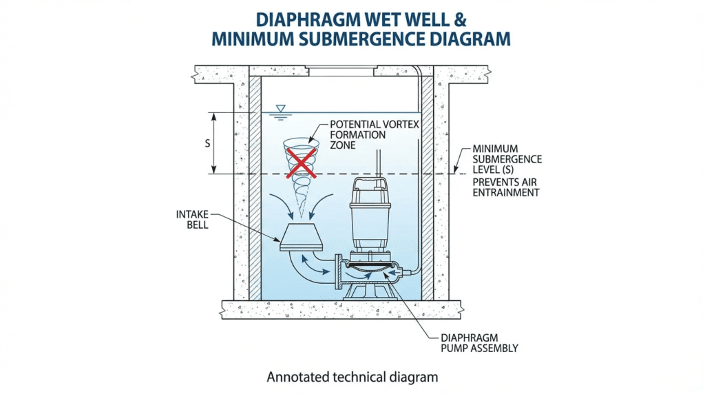 Diaphragm Wet Well Design and Minimum Submergence to Prevent Vortexing ...